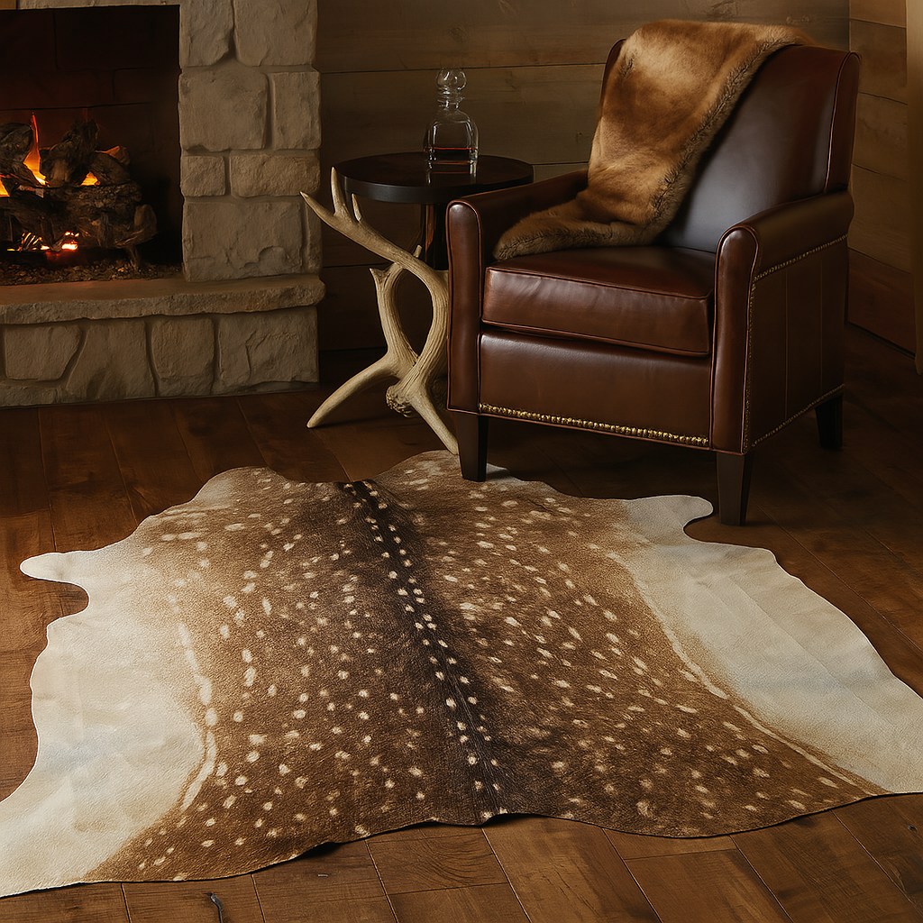 Modern Axis Deer Print Cowhide Rug – 5'x7' Brazilian Hair-on-Hide, Easy ...